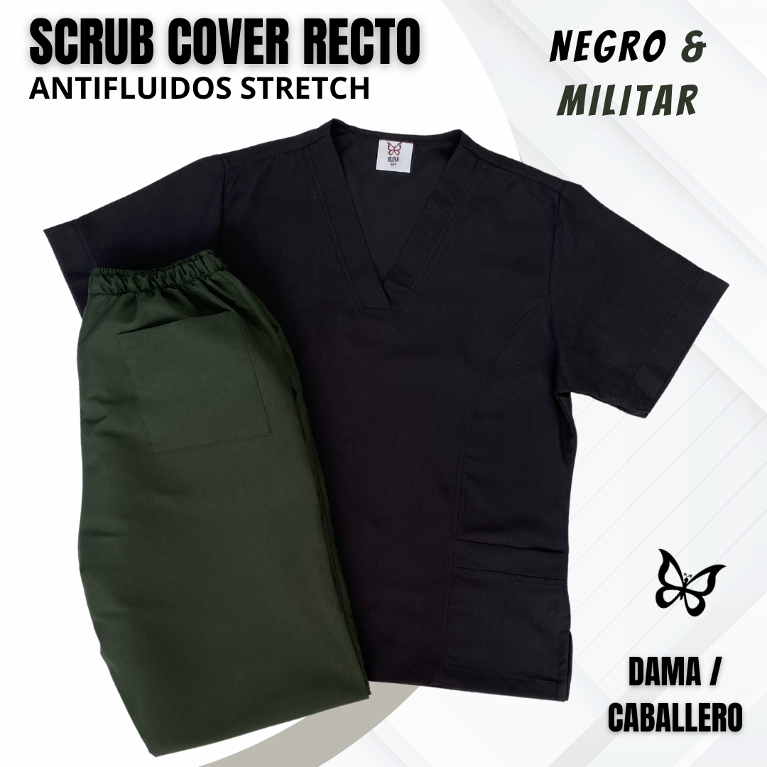 SCRUB COVER-RECTO NEGRO & MILITAR – ELEVA